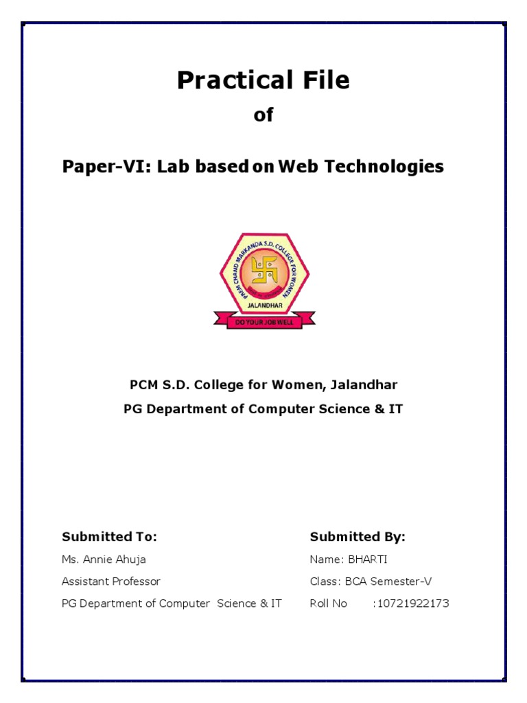 Lab Report On Web Technologies Practical File On Html5 And Css3 3245