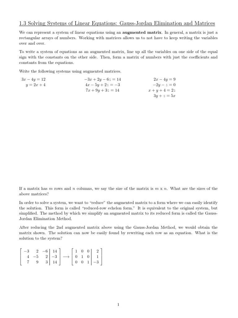 Gauss-Jordan Elimination (Rref) | PDF | Matrix (Mathematics) | Mathematics