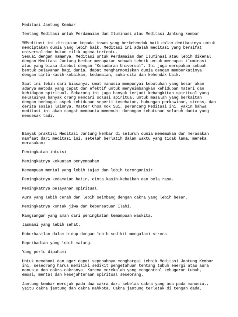 Meditasi Jantung Kembar | PDF | Karier & Perkembangan | Pengembangan Diri