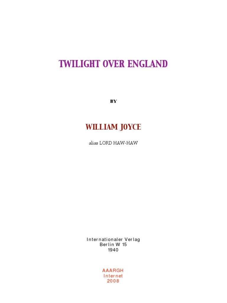 Twilight Over England - Joyce | PDF