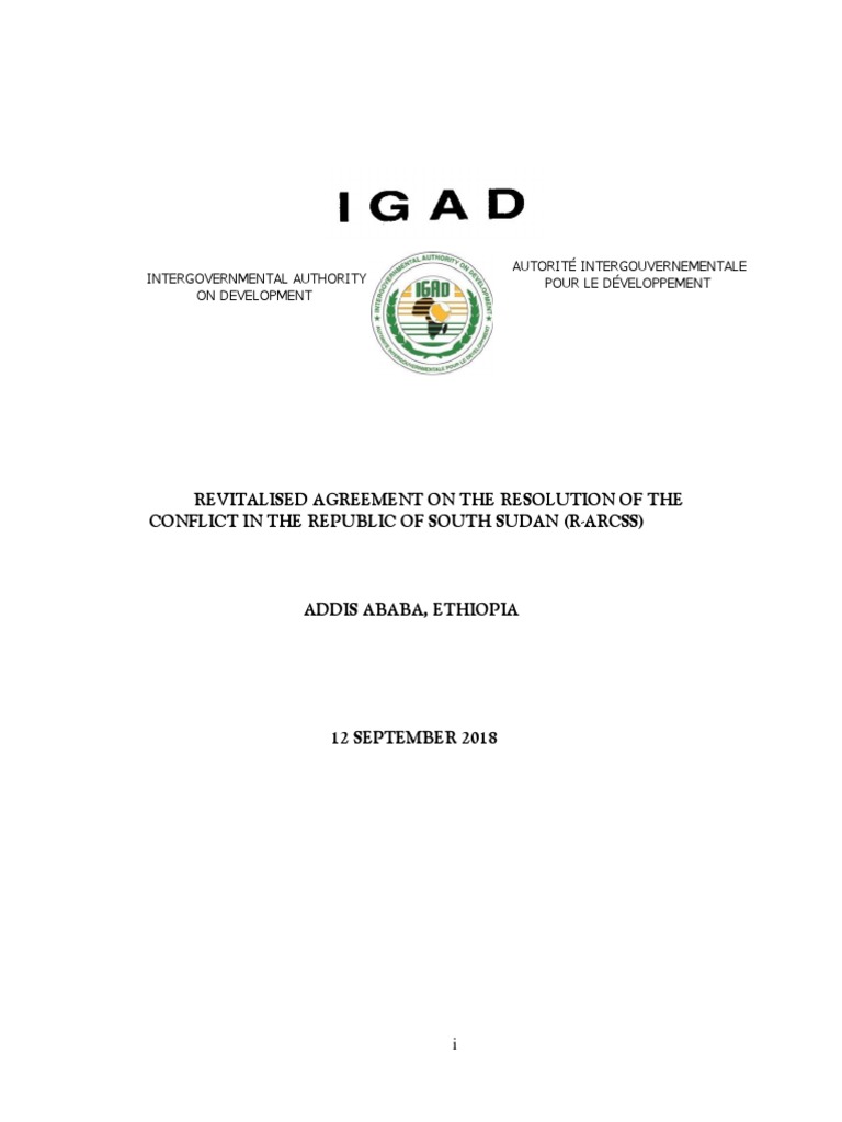 South Sudan Peace Agreement September 2018 | PDF | Presidents Of The ...