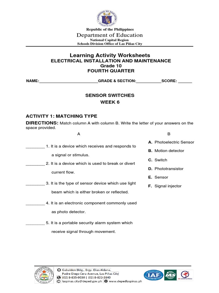 Department of Education: Learning Activity Worksheets | PDF | Security ...