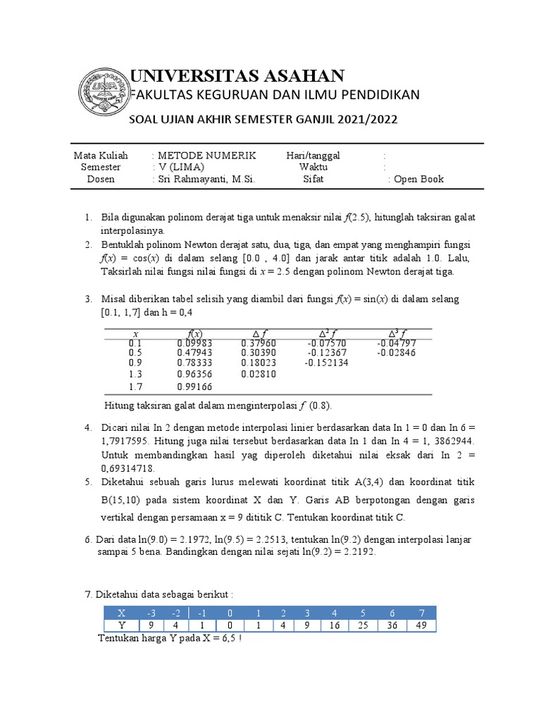 Soal Ujian Metode Numerik | PDF