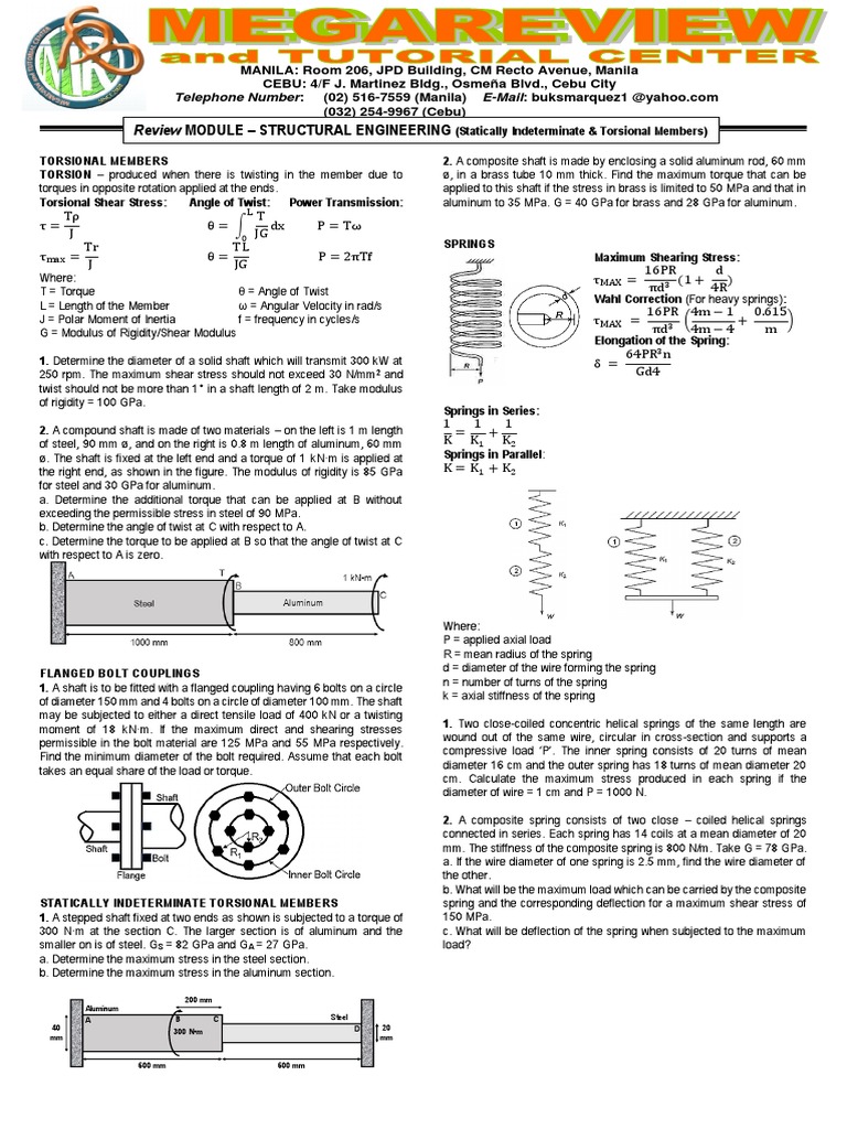 Review Module 31 SMAT2 Part2 Nov2021 | PDF | Stress (Mechanics) | Screw