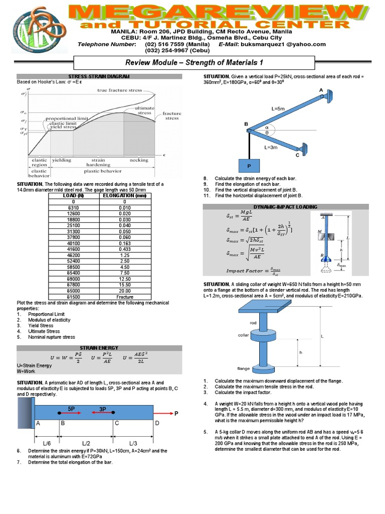 Review Module 30 Strength of Materials 1 Part 2 | PDF | Young's Modulus ...