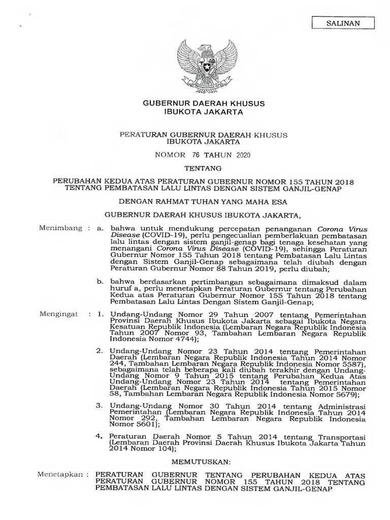 Pergub No. 76 Tahun 2020 | PDF Pergub No. 76 Tahun 2020 | PDF