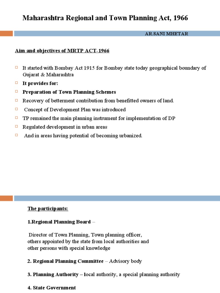 Maharashtra Regional and Town Planning Act, 1966 | PDF | Economies