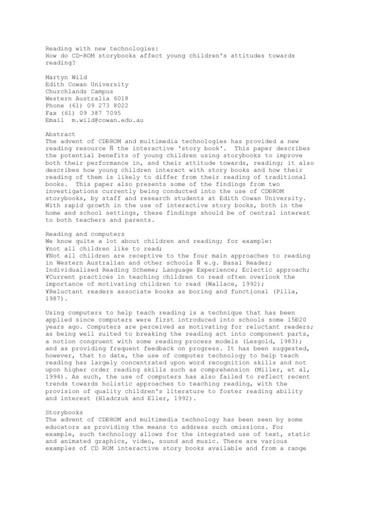 Reading With New Technologies | PDF | Reading (Process) | Reading ...