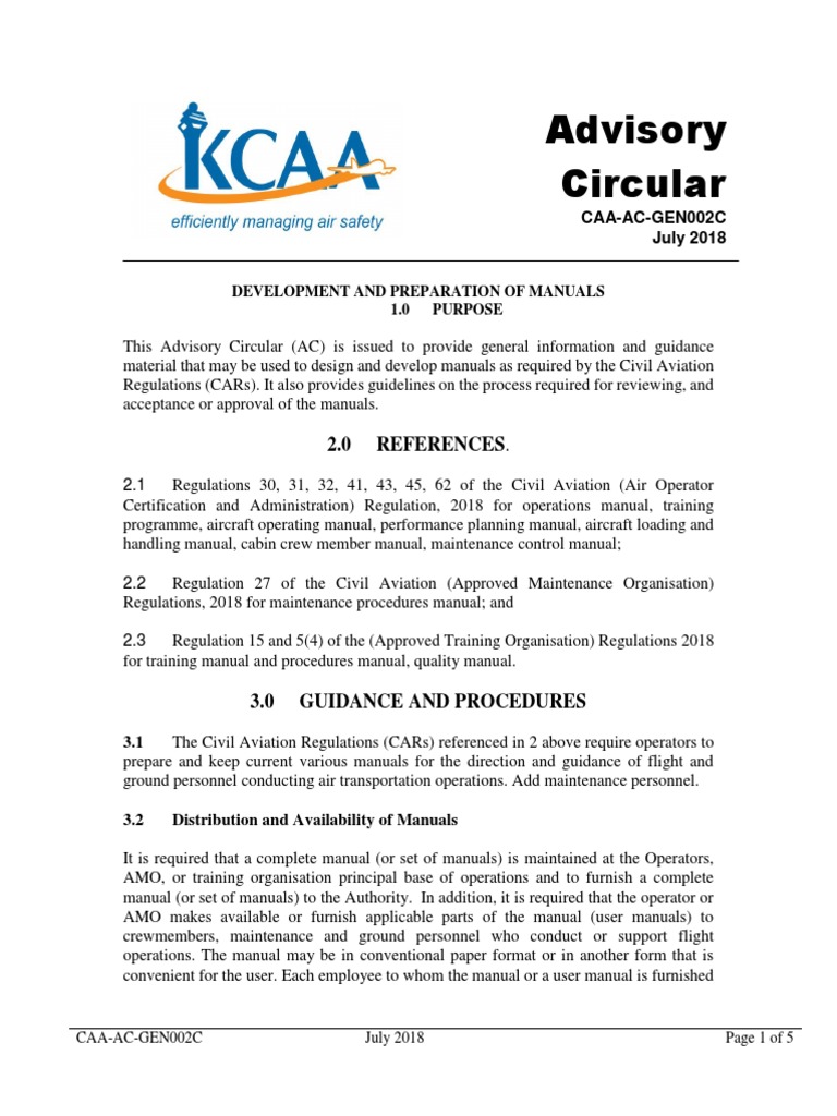 CAA-AC-GEN002C Approval Development and Preparation of Technical Manual ...