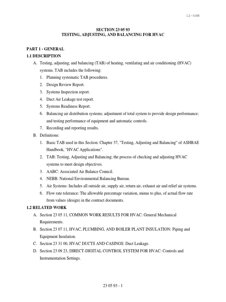 HVAC Testing, Adjusting and Balancing Procedures | PDF | Duct (Flow ...