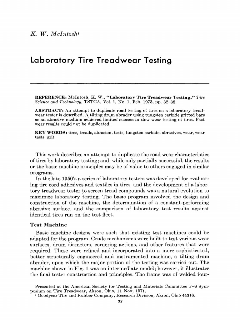 Laboratory Tire Tread We Are Testing | PDF | Wear | Tire