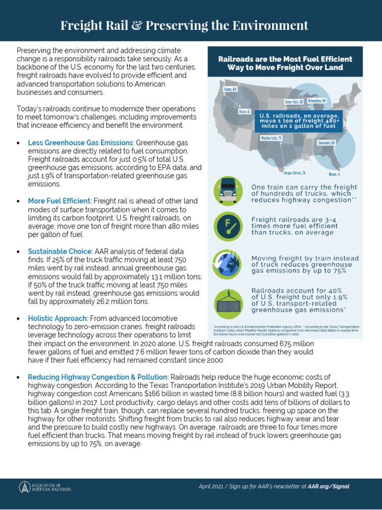 Freight Rail's Role in Environmental Sustainability | PDF | Rail ...