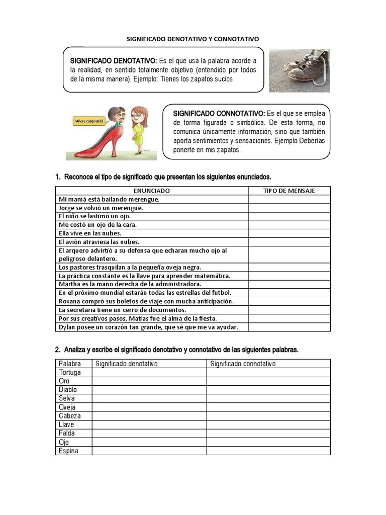Actividad: Significado Denotativo y Connotativo | PDF