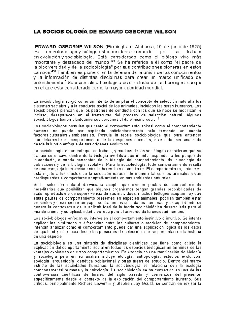 Edward Osborne Wilson 22 | PDF | Sociobiología | Evolución biológica