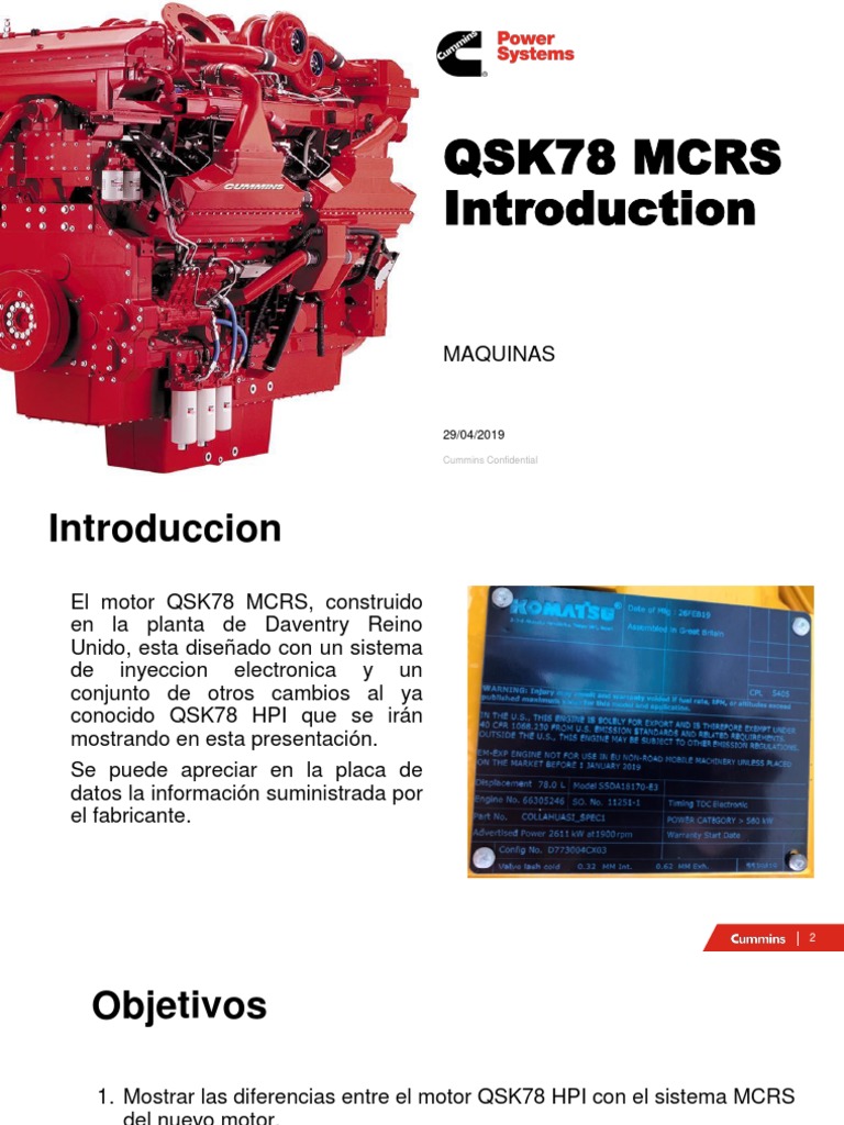 Motor Cummins QSK78 MCRS: Innovaciones y Características | PDF ...