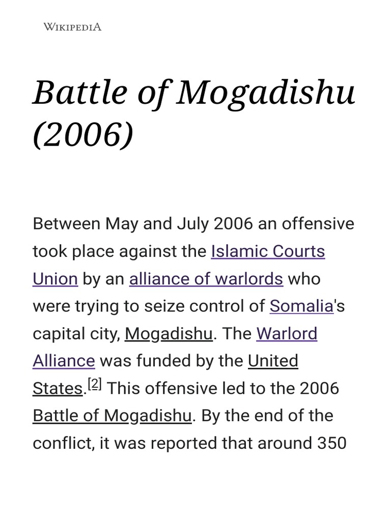 Battle of Mogadishu (2006) - Wikipedia | PDF | Separatist Rebellion ...
