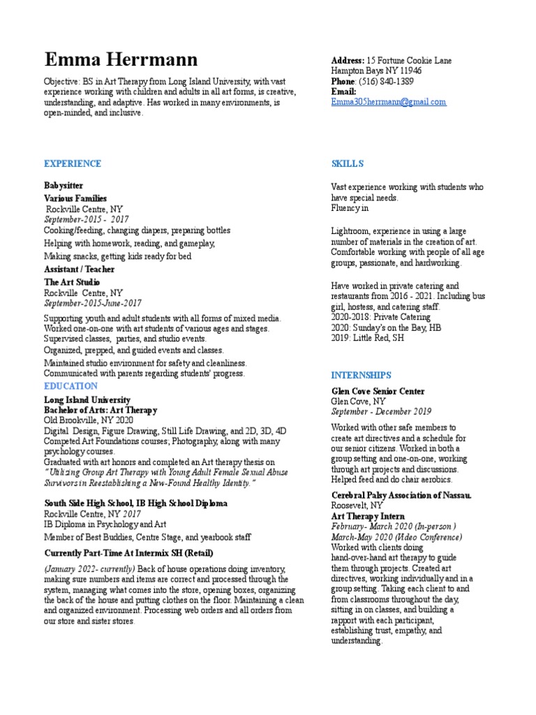Emma Herrmann Resume | PDF