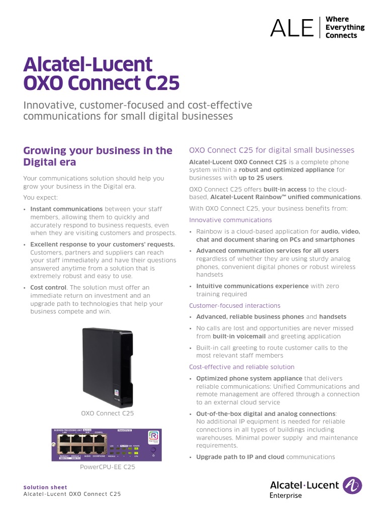 Oxo Connect c25 Solution Sheet en | PDF | Voice Over Ip | Information Age