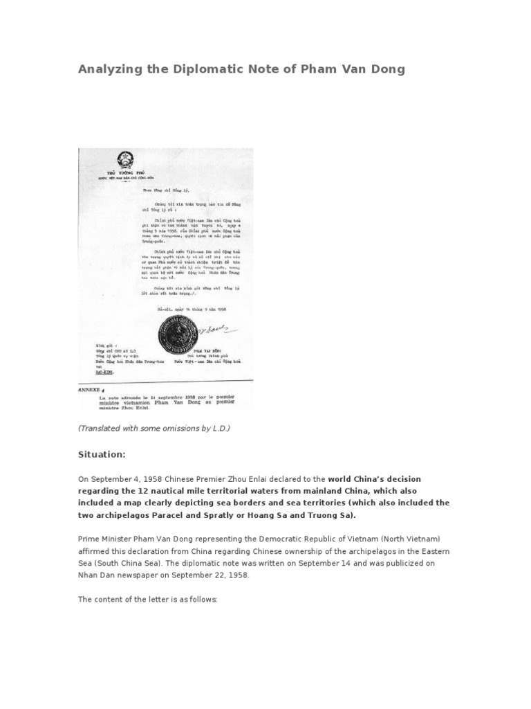 Analyzing The Diplomatic Note of Pham Van Dong | PDF | Estoppel ...