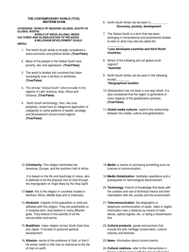 TCW Reviewer Midterm Exam | PDF | God