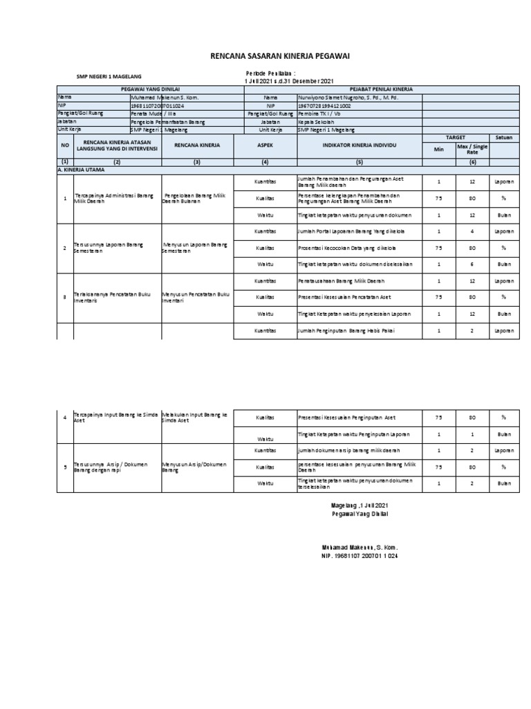 Simulasi Penyusunan SKP JAJF Max | PDF