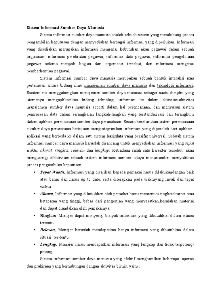 Sistem Informasi Sumber Daya Manusia | PDF