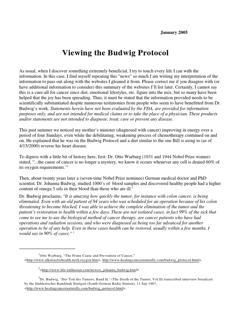 Cancer - Viewing The Budwig Protocol | PDF | Omega 3 Fatty Acid | Flax