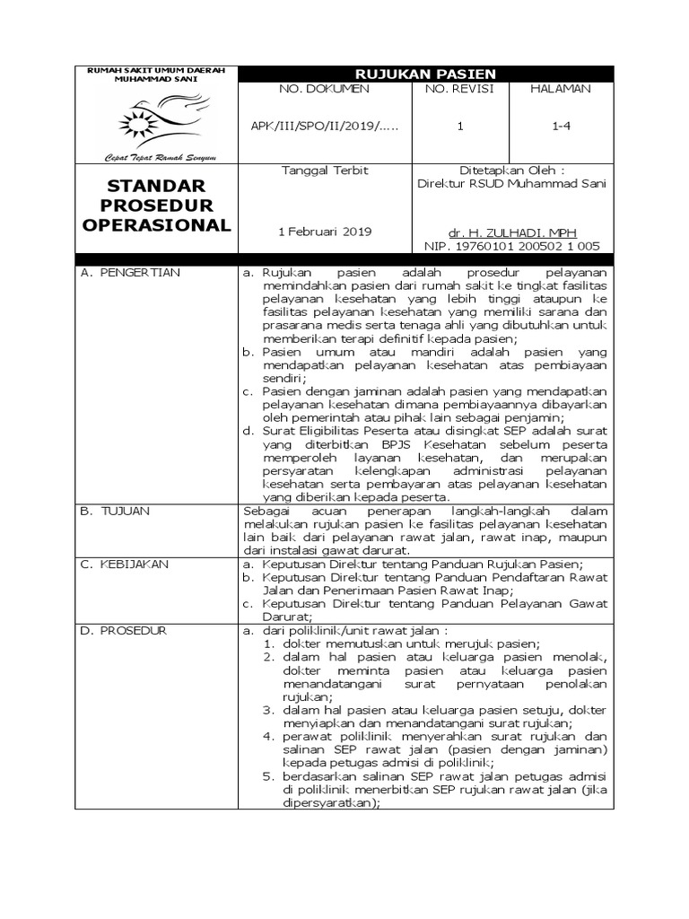 AKP 1 Spo Rujukan Pasien 2019 | PDF