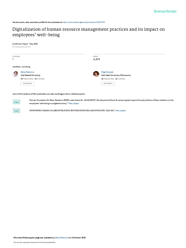 Digitalization of Human Resource Management Practices and Its Impact On ...