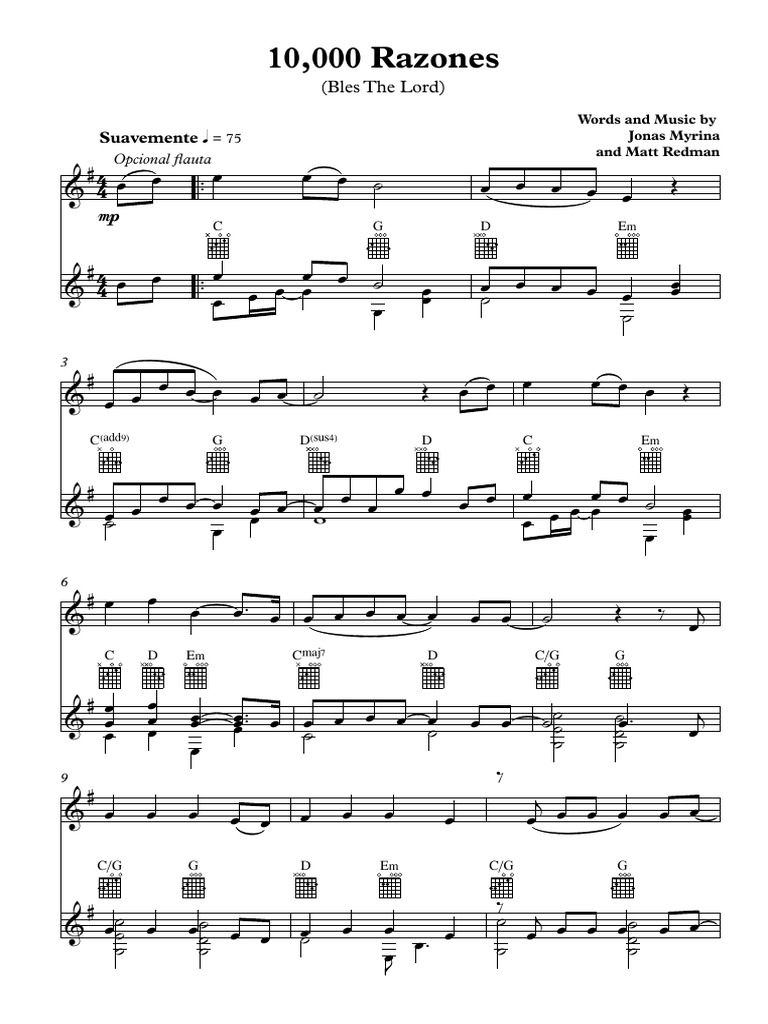 10,000 Razones - Partitura Completa | PDF | Lexicologie | Voix humaine