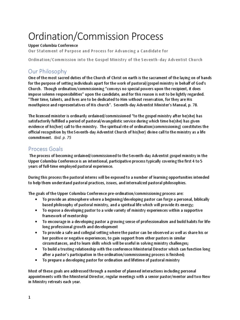 Upper Columbia Conference Ordination Process | PDF | Ordination ...