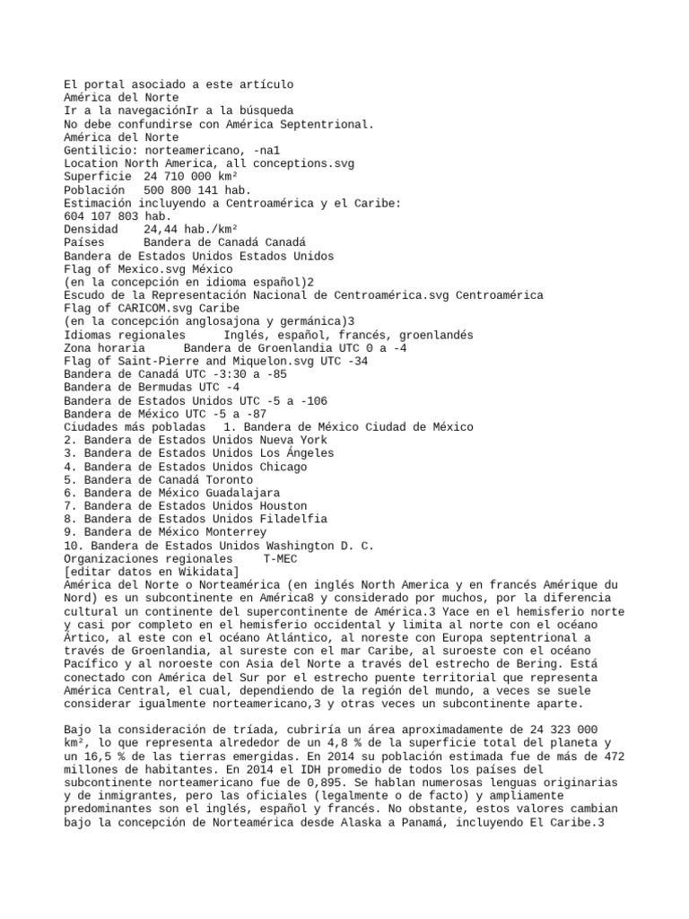 Información sobre América del Norte | PDF | América del Norte | Américas