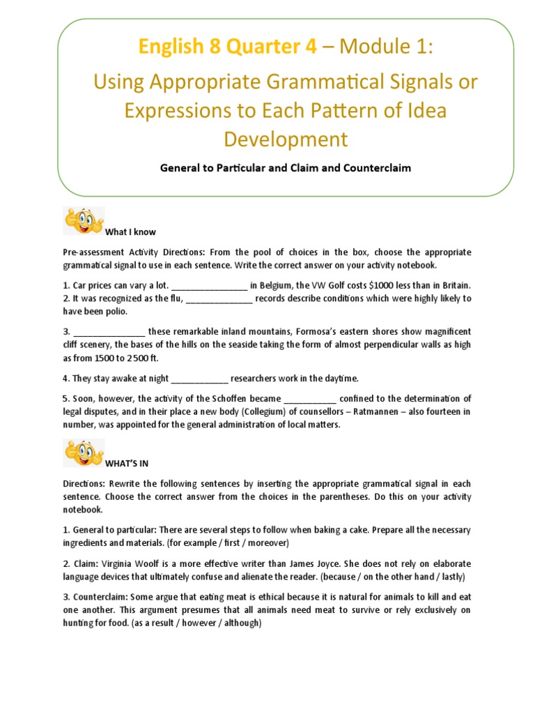 Grade 8 Module 1 | PDF | English Language | Word