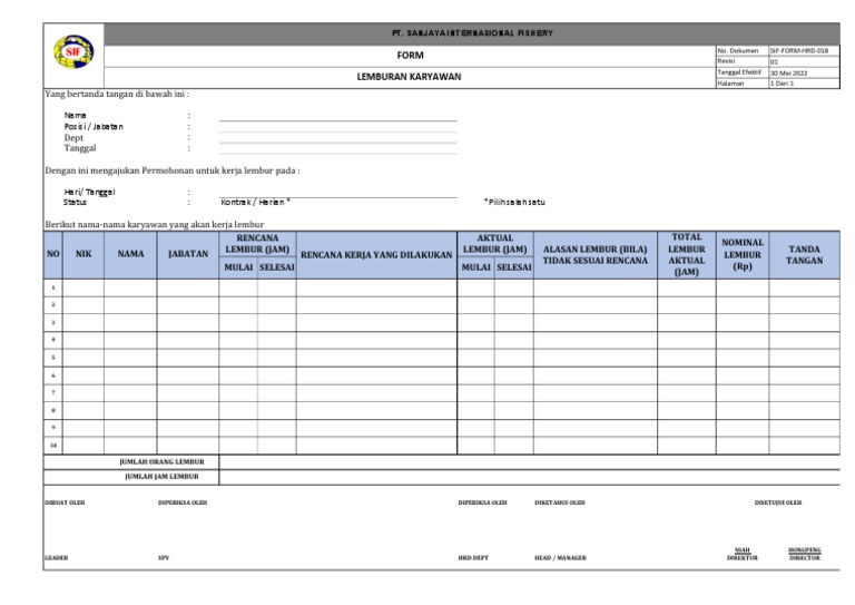 Form Lemburan Karyawan (NEW) | PDF