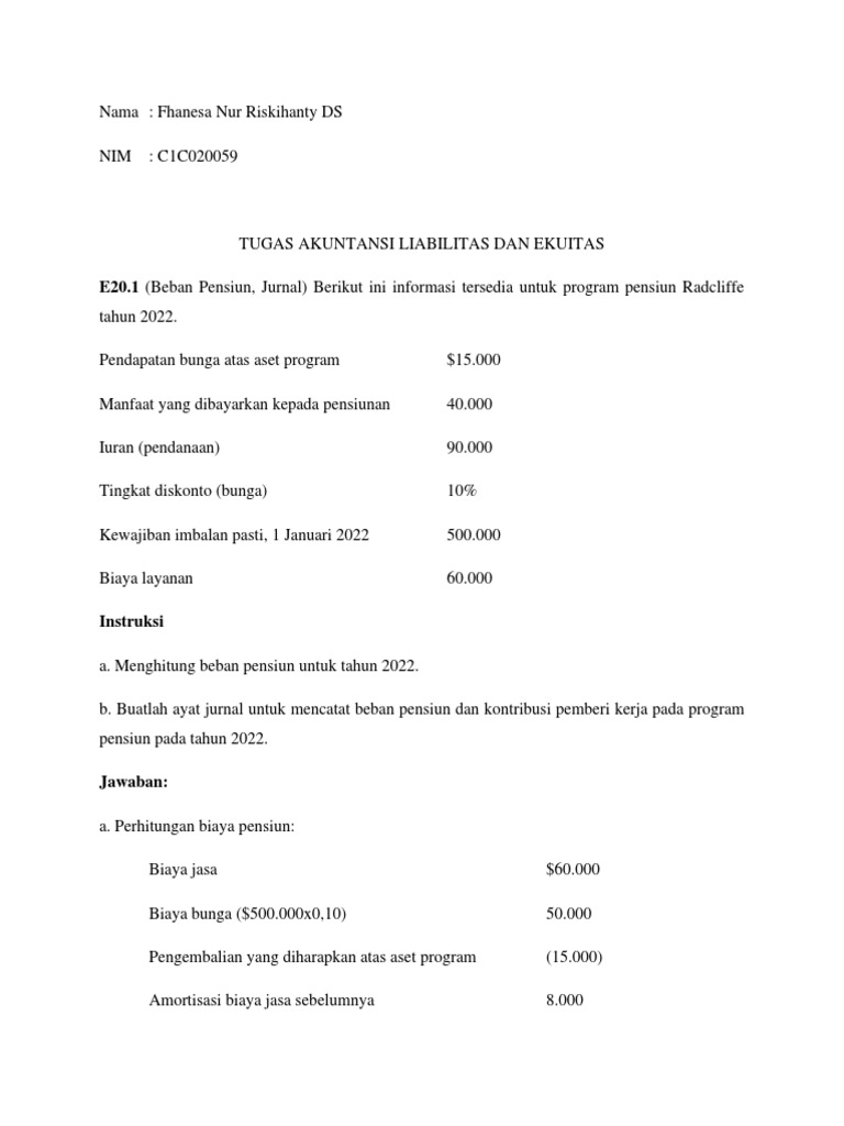 Tugas 2 Akt Liabilitas Dan Ekuitas | PDF Tugas 2 Akt Liabilitas Dan Ekuitas | PDF