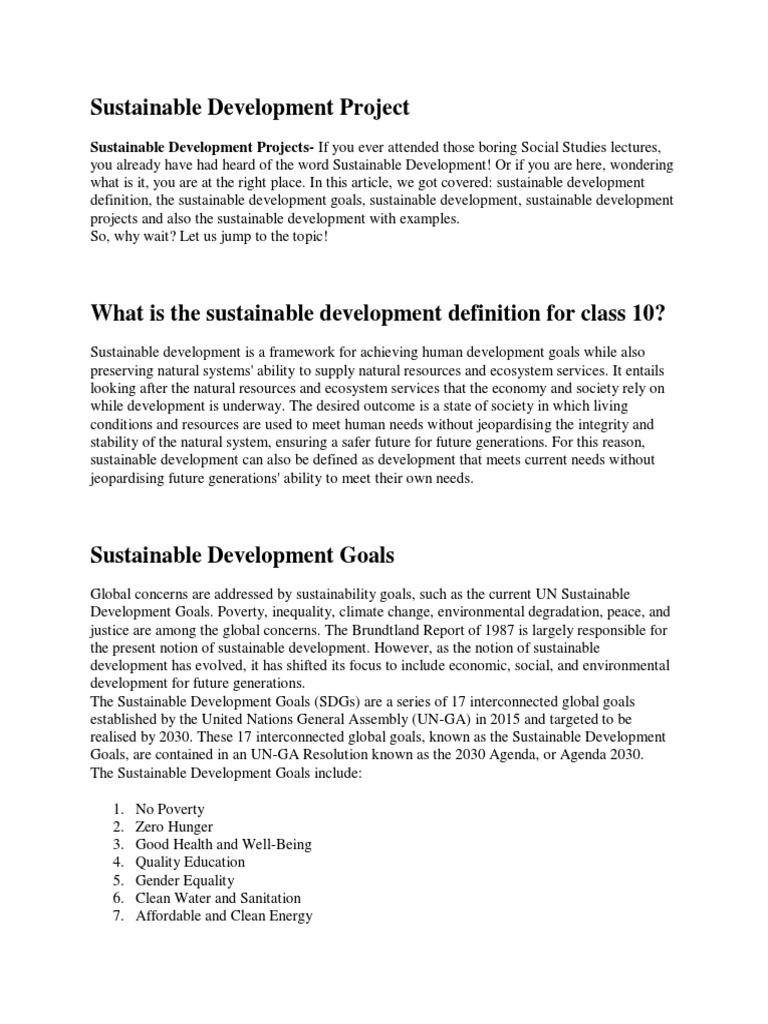 Sustainable Development Project | PDF | Sustainability | Natural ...