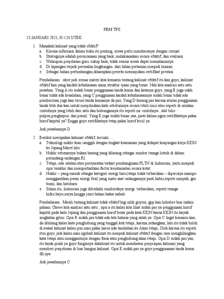 PBM TPS 13 Januari 2022 | PDF