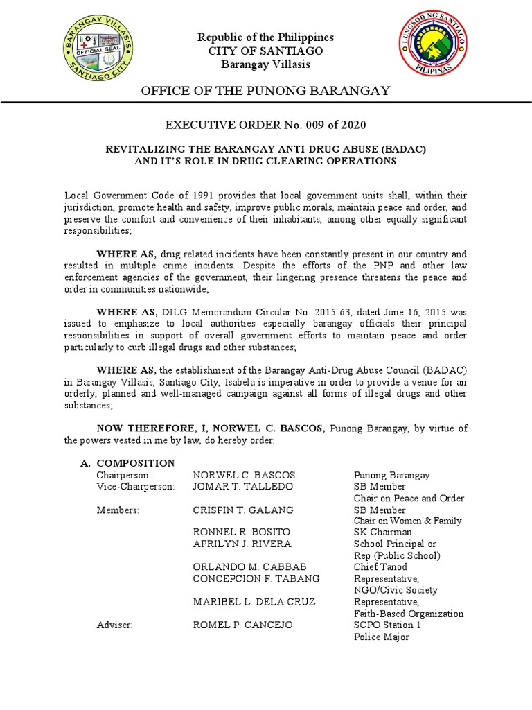 Executive Order BADAC | PDF | Substance Abuse | Justice