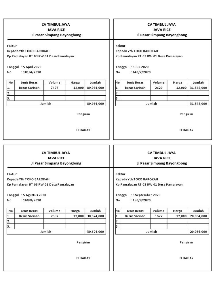 Faktur Beras | PDF
