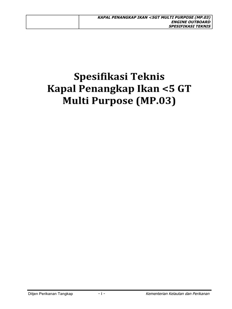 Spesifikasi Teknis Kapal Ikan MP03 | PDF