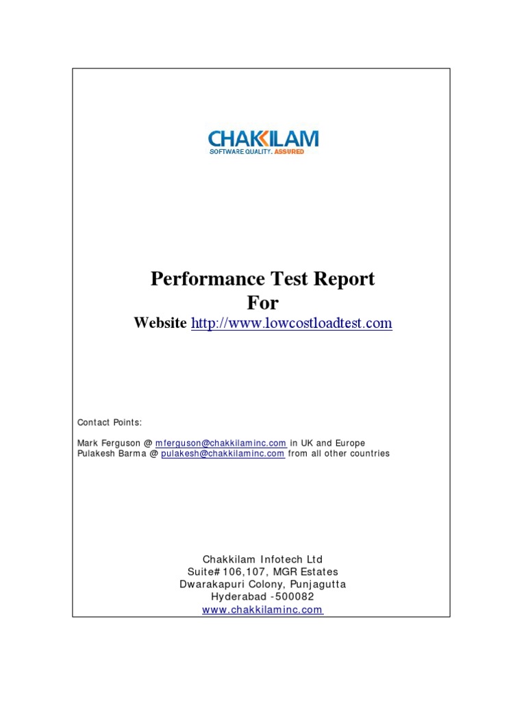 Sample Performance Test Report | Websites | Information Science