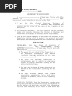 Secretary's Certificate - Sample | PDF | Affidavit | Government Information