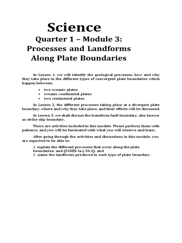 Quarter 1 Module 3 | PDF | Plate Tectonics | Volcano