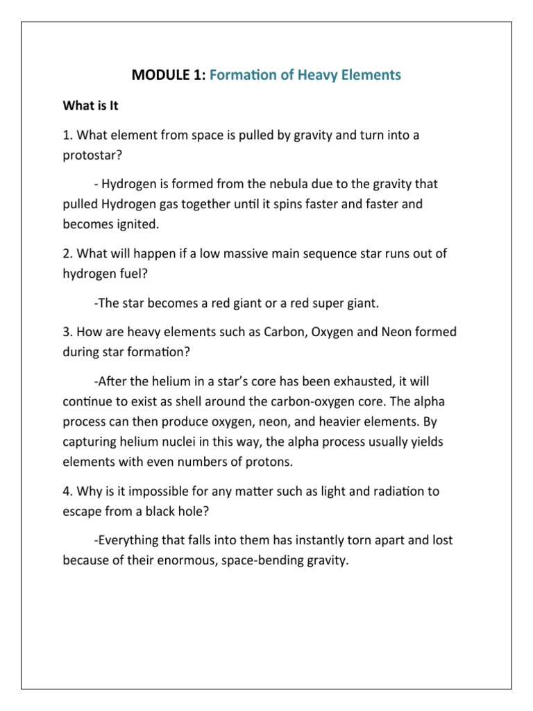 Module 1 Formation of Heavy Elements | PDF