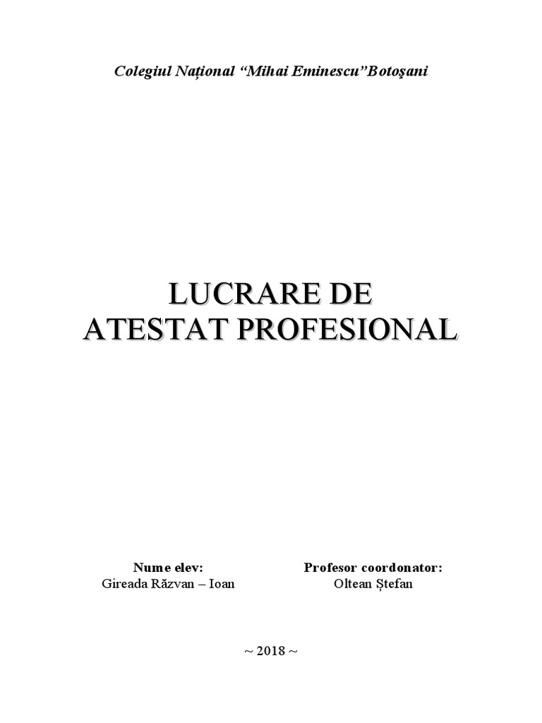 Documentatie Atestat Informatica Model | PDF