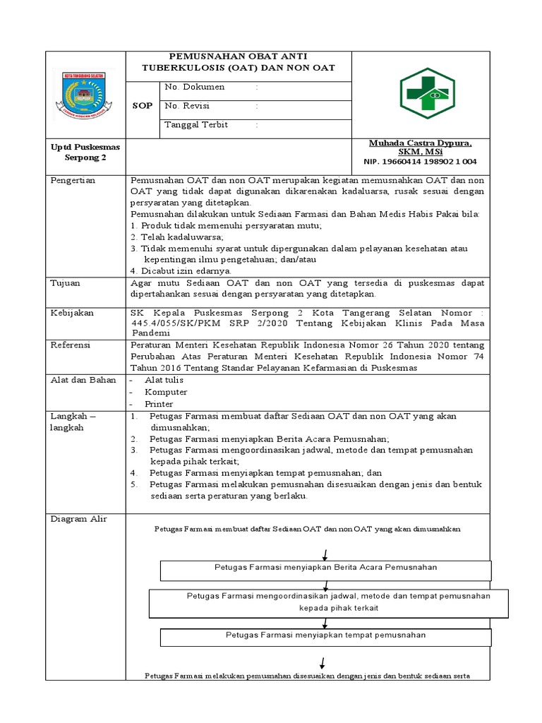 SOP Pemusnahan OAT | PDF