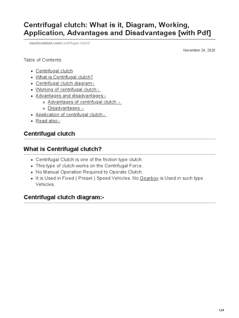 Centrifugal Clutch: What Is It, Diagram, Working, Application ...