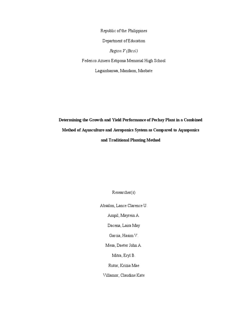 Research Project | PDF | Hydroponics | Aquaponics