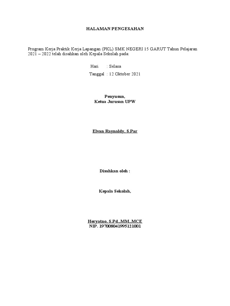 Program Kerja PKL Upw | PDF