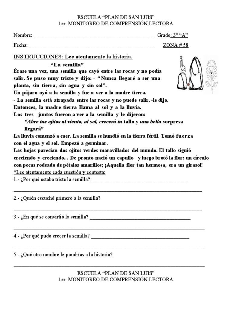 Hojas De Trabajo De Comprensión Lectora Para Cuarto Grado Niveles De